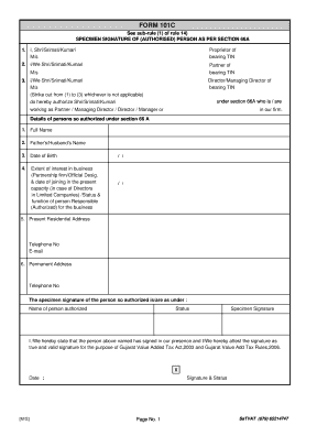 Fillable Online FORM 101C See subrule (1) of rule 14) SPECIMEN ...