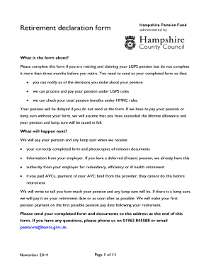 Fillable Online www3 hants gov Retirement declaration form What is the ...