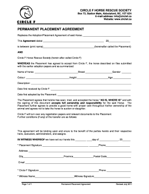 Fillable Online PERMANENT PLACEMENT AGREEMENT - bcirclefbbcab Fax Email ...