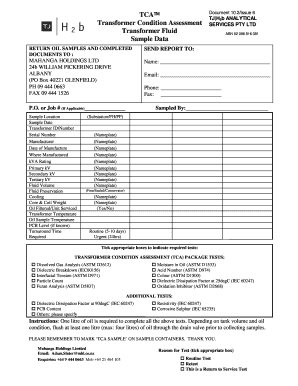 Fillable Online TCA Document 102Issue 6 TJH b ANALYTICAL ansformer Fax ...