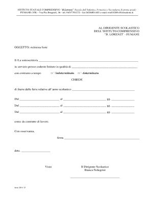 Compilabile Online fumanescuola gov Richiesta ferie - Istituto Statale Comprensivo B. Lorenzi ...