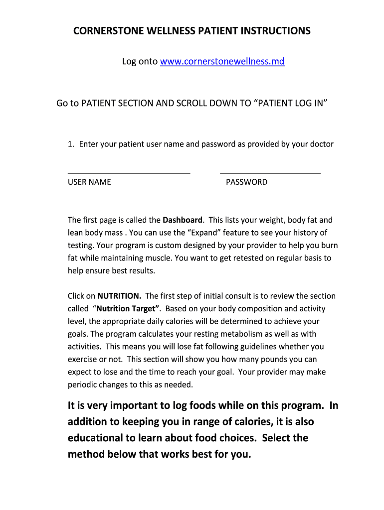 Fillable Online Patient Instructions handout - Cornerstone Wellness Fax ...