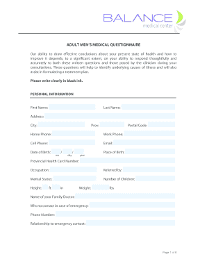 Fillable Online balancemedical Intake Form - Men Fax Email Print ...