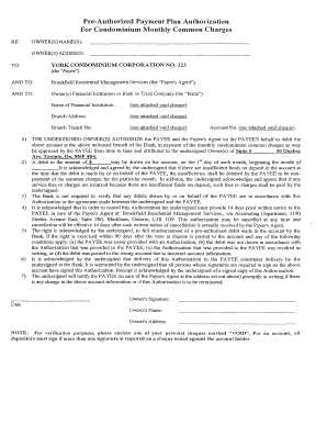Fillable Online Pre-Authorized Payment Plan Authorization Monthly fees ...