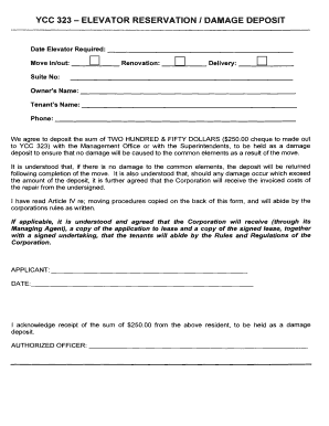 Fillable Online Elevator Reservation Fax Email Print - pdfFiller