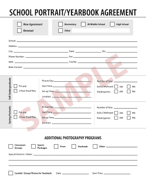 Fillable Online School portrait/yearbook agreement - H&H Color Lab Fax ...