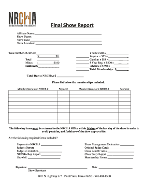 Fillable Online Final Show Report Fax Email Print - pdfFiller