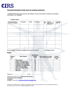 Fillable Online Personnel Dosimetry Order form for existing customers ...