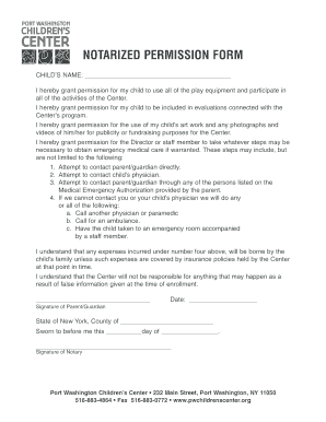 Fillable Online pwchildrenscenter NOTARIZED PERMISSION FORM - Port ...