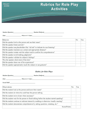 Fillable Online TI B Rubrics for Role Play Activities DONE.pdf ...