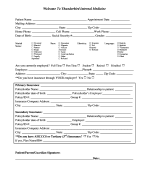 Fillable Online Dermatology New Patient Registration - Thunderbird Internal ... Fax Email Print ...