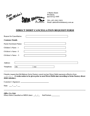Fillable Online DIRECT DEBIT CANCELLATION REQUEST FORM - Swim Factory ...