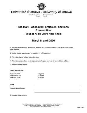 Remplissable En Ligne simulium bio uottawa Facult des sciences Biologie Faculty of Science ...