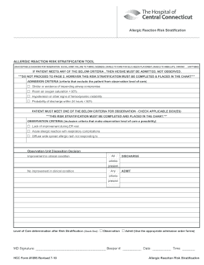 Fillable Online Allergic reaction risk stratification allergic reaction ...