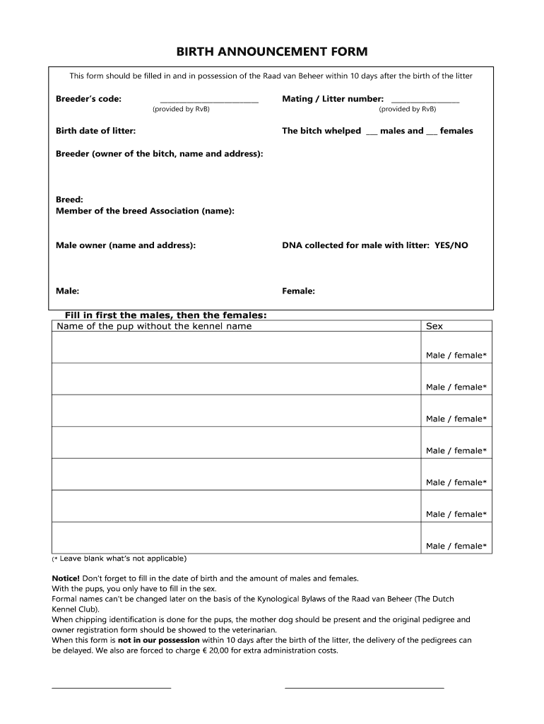 Fillable Online nvsw BIRTH ANNOUNCEMENT FORM - bNVSWb - nvsw Fax Email ...