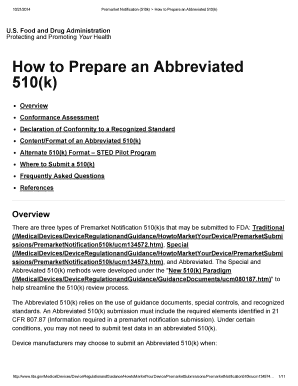Fillable Online Premarket Notification (510k) How to Prepare an ...