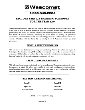 Fillable Online FACTORY SERVICE TRAINING SCHEDULE FOR THE YEAR 2009 Fax ...