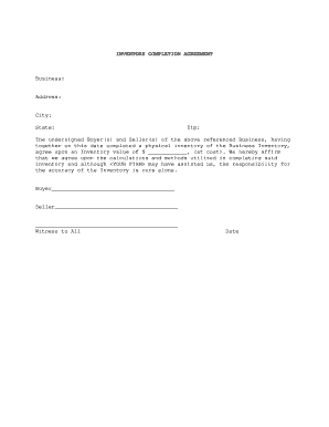 Fillable Online Inventory Completion Agreementdoc Fax Email Print - pdfFiller