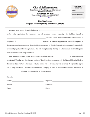 Fillable Online gov Permit Number: Five Day Letter Request for ...