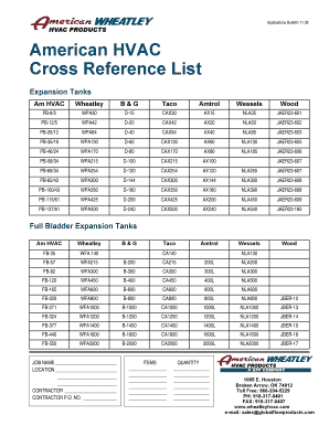 Expansion Tank Cross Reference - Fill Online, Printable, Fillable ...
