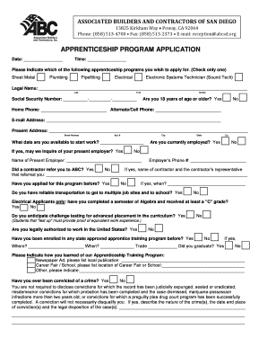 Fillable Online APPRENTICESHIP PROGRAM APPLICATION Fax Email Print ...
