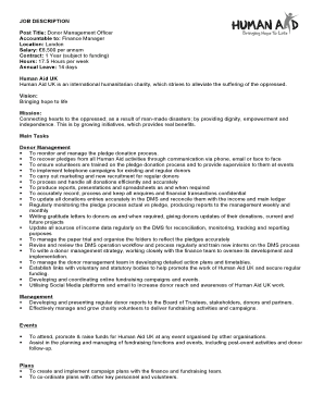 Fillable Online Post Title: Donor Management Officer Fax Email Print ...