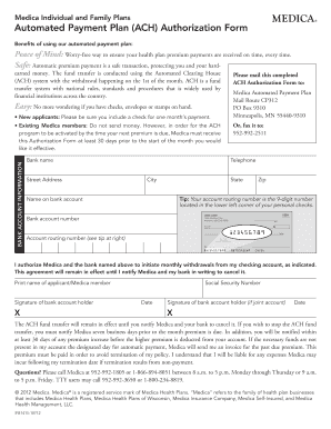 Fillable Online Automated Payment Plan (ACH) Authorization Form Fax Email Print - pdfFiller