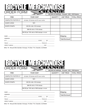 Fillable Online ORDER FORM - USA BMX Fax Email Print - pdfFiller