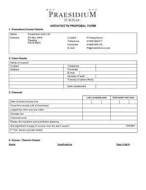 Fillable Online praesidium co ARCHITECTS PROPOSAL FORM - bPraesidiumb ...