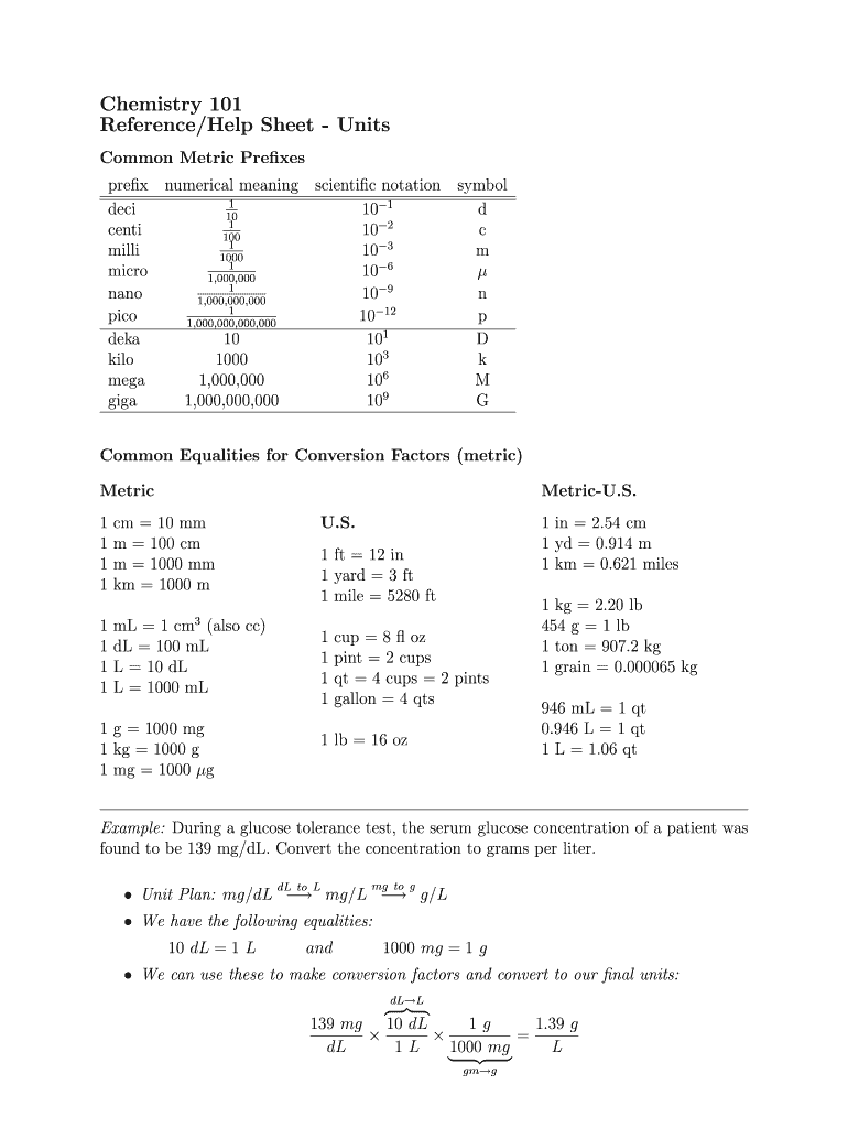 Fillable Online Reference/Help Sheet - Units Fax Email Print - pdfFiller