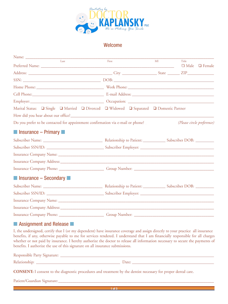 Fillable Online New Patient Forms - Gasport NY Dentist Fax Email Print - pdfFiller