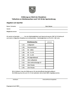 Ausfüllbar Online sbsv Erkl rung der Teilnahme an Wettbewerben nach ...