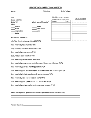 Fillable Online hebervalleypediatrics 9-Month-Parent-Observation-Form ...