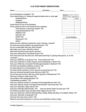 Fillable Online hebervalleypediatrics 6-11-Year-Parent-Observation-Form ...
