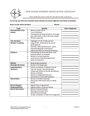 Fillable Online edmundriceschools New Board Member Orientation ...