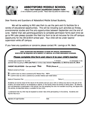 Fillable Online ABBOTSFORD MIDDLE SCHOOL FIELD TRIP PARENT/GUARDIAN ...