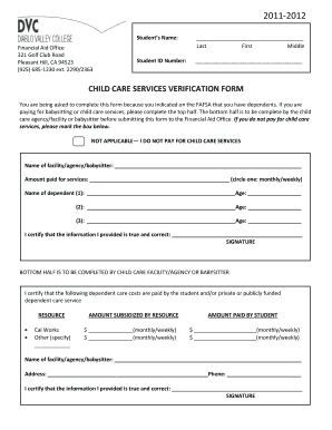 Fillable Online 4cd CHILD CARE SERVICES VERIFICATION FORM - 4cd Fax ...