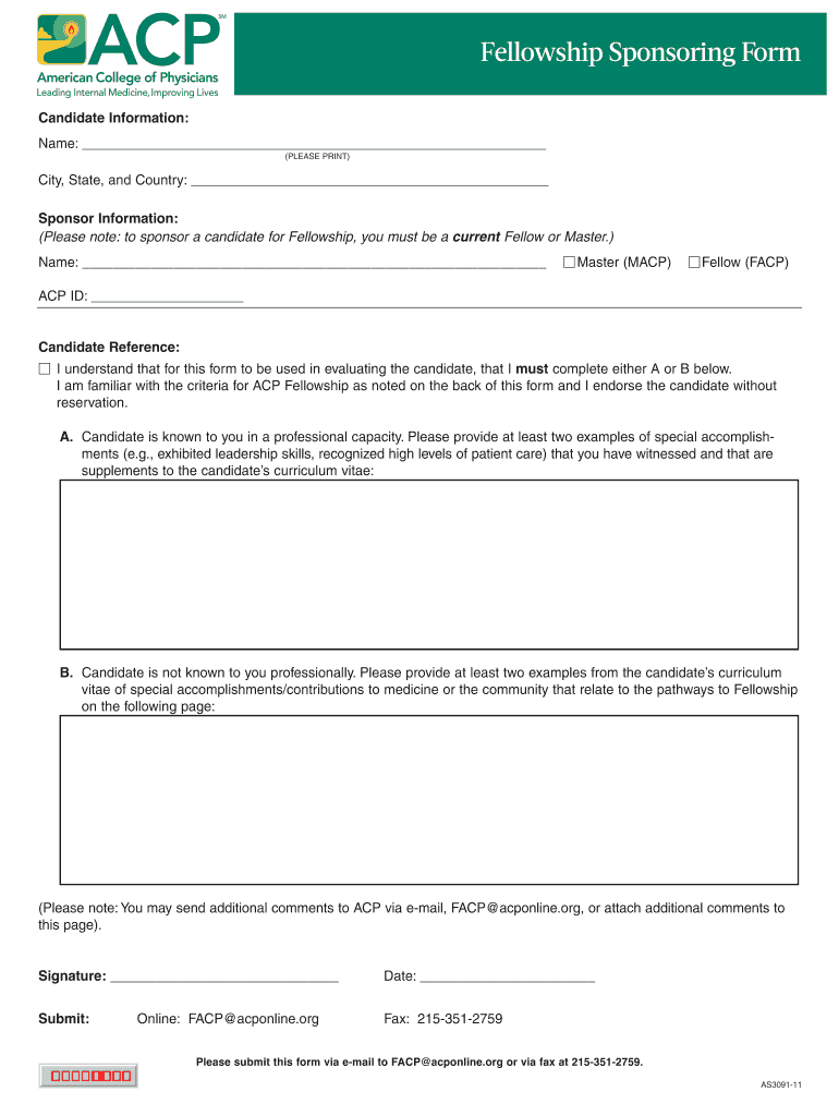 Fillable Online Fellowship Sponsoring Form Fax Email Print - pdfFiller