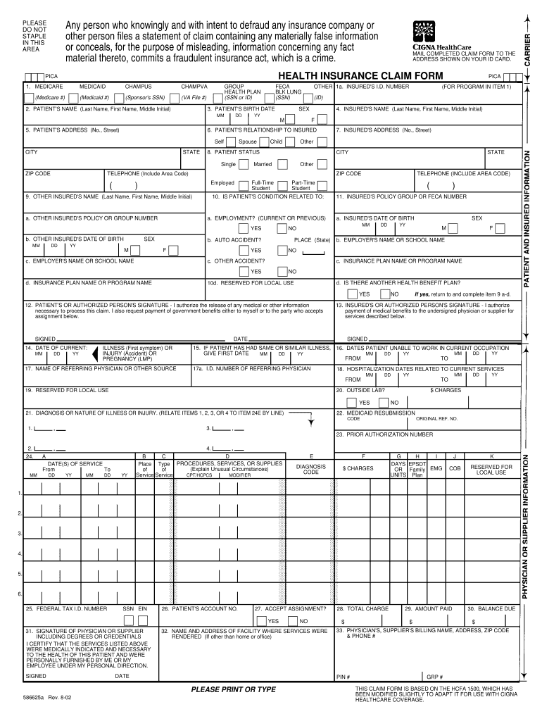 Fillable Online HEALTH INSURANCE CLAIM FORM Fax Email Print - pdfFiller