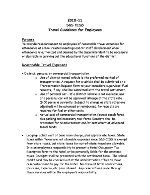 Fillable Online Travel Guidelines for Employees Fax Email Print - pdfFiller