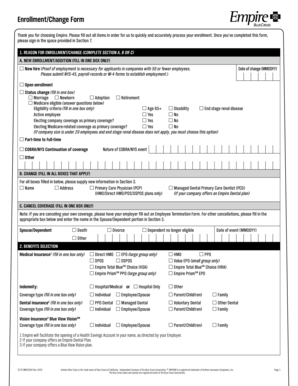Fillable Online Enrollment/Change Form - Benefits Management Group Fax ...
