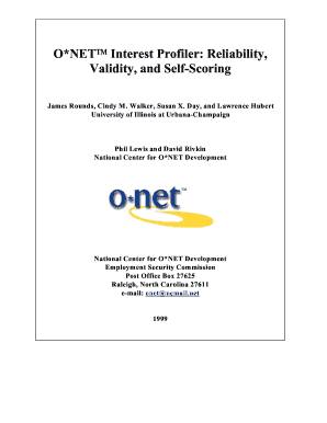 Fillable Online onetcenter ONET Interest Profiler Reliability Validity ...