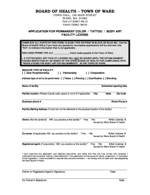 Fillable Online BOARD OF HEALTH TOWN OF WARE - Town of Ware, MA Fax ...
