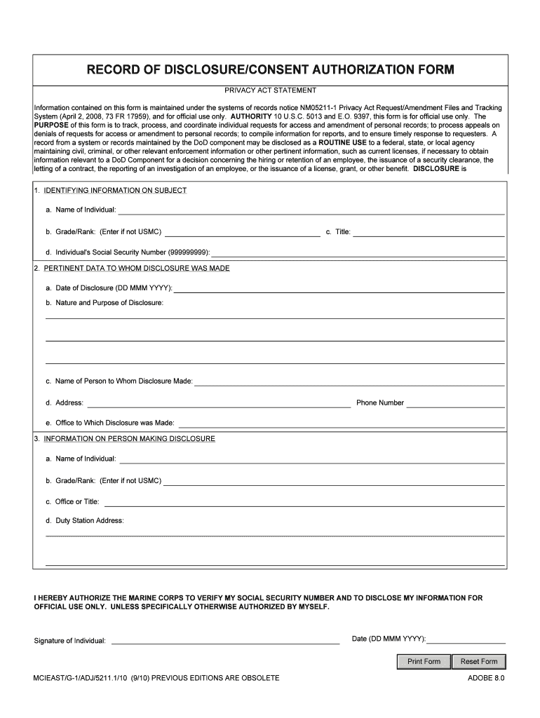 Fillable Online Privacy Act Disclosure Consent Form Fax Email Print ...