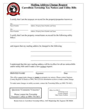 Fillable Online Mailing Address Change Request Form Fax Email Print ...