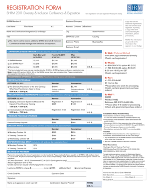 Fillable Online shrm SHRM 2011 Diversity and Inclusion Conference ...