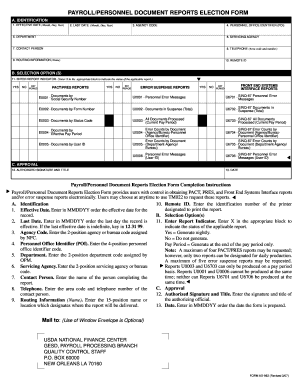 Fillable Online nfc usda Payroll/personnel document reports election ...