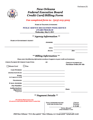 Fillable Online nfc usda PSRW Charge Card Billing Form Fax Email Print - pdfFiller