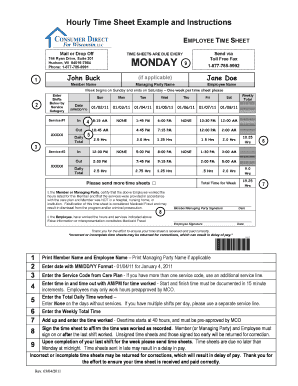 Fillable Online Hourly Time Sheet Example and Instructions Fax Email ...