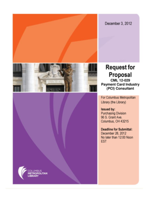 Fillable Online procure ohio December 3, 2012 Request for Proposal CML ...